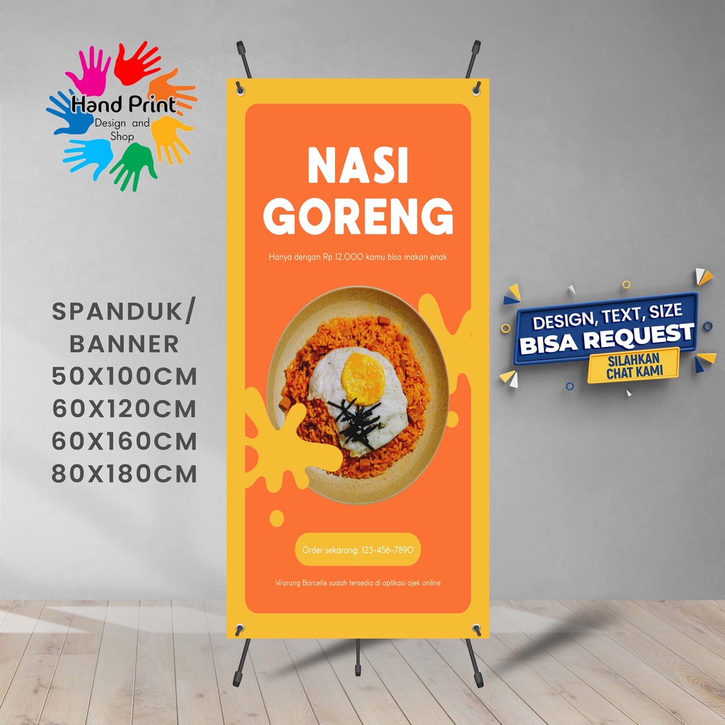 Jual SPANDUK BANNER Nasi Goreng Jajanan Pedas Warna Oren 60x160 CM ...