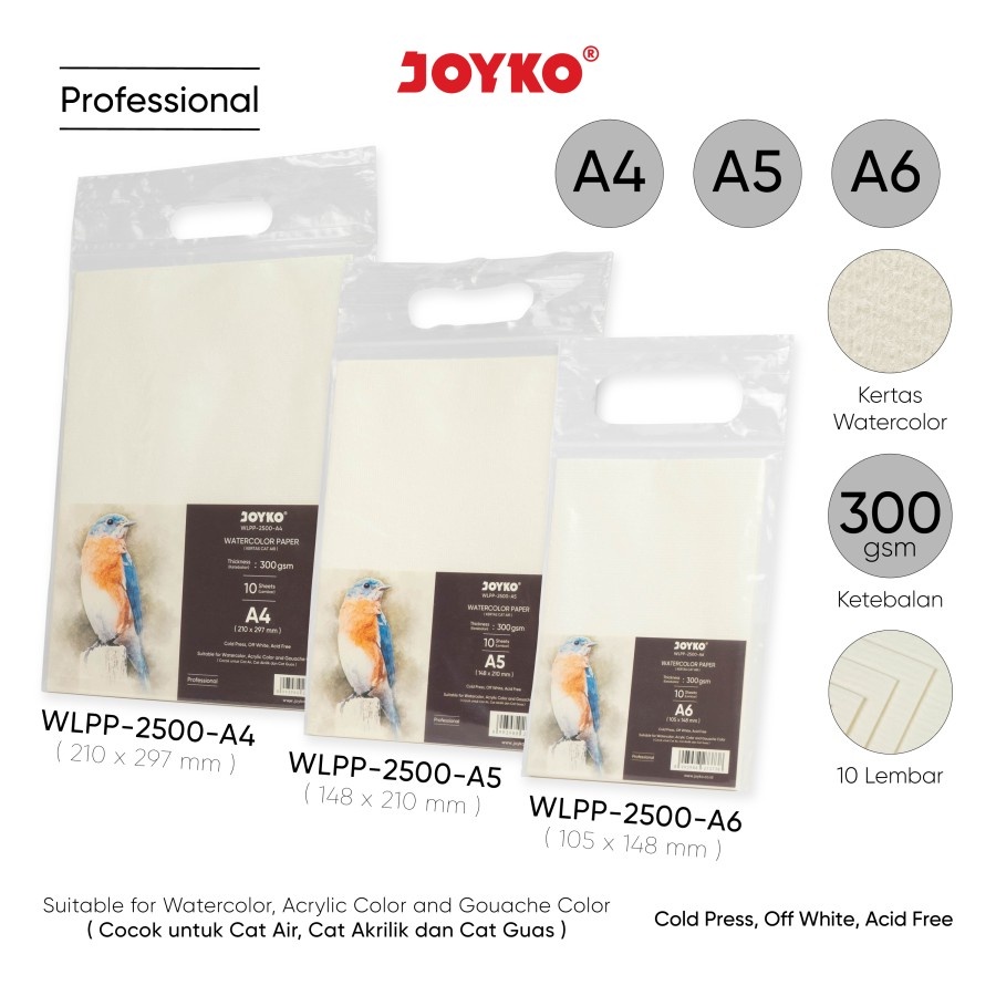 Jual WATERCOLOR PAPER JOYKO WLPP-2500 | KERTAS CATA AIR 300 gsm ...