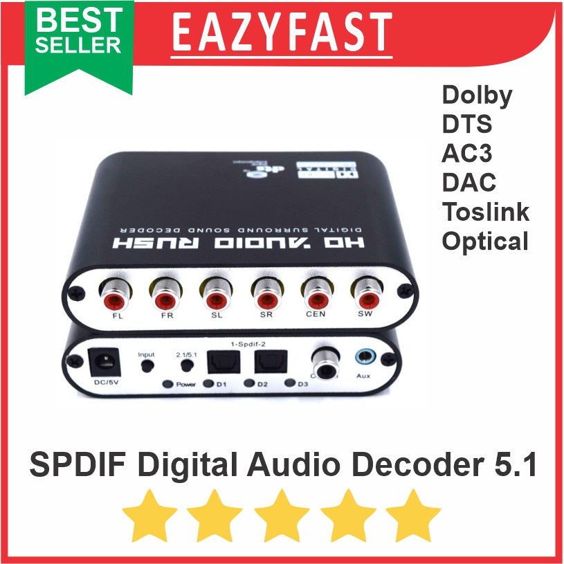 Jual Digital Audio Decoder 5.1 DAC Converter SPDIF Dolby AC3 DTS Toslink | Shopee Indonesia