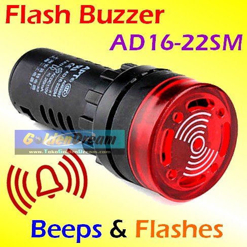 Jual Flash Buzzer AD16 22SM LED Light Pilot Lamp Beeper Alarm Signal ...