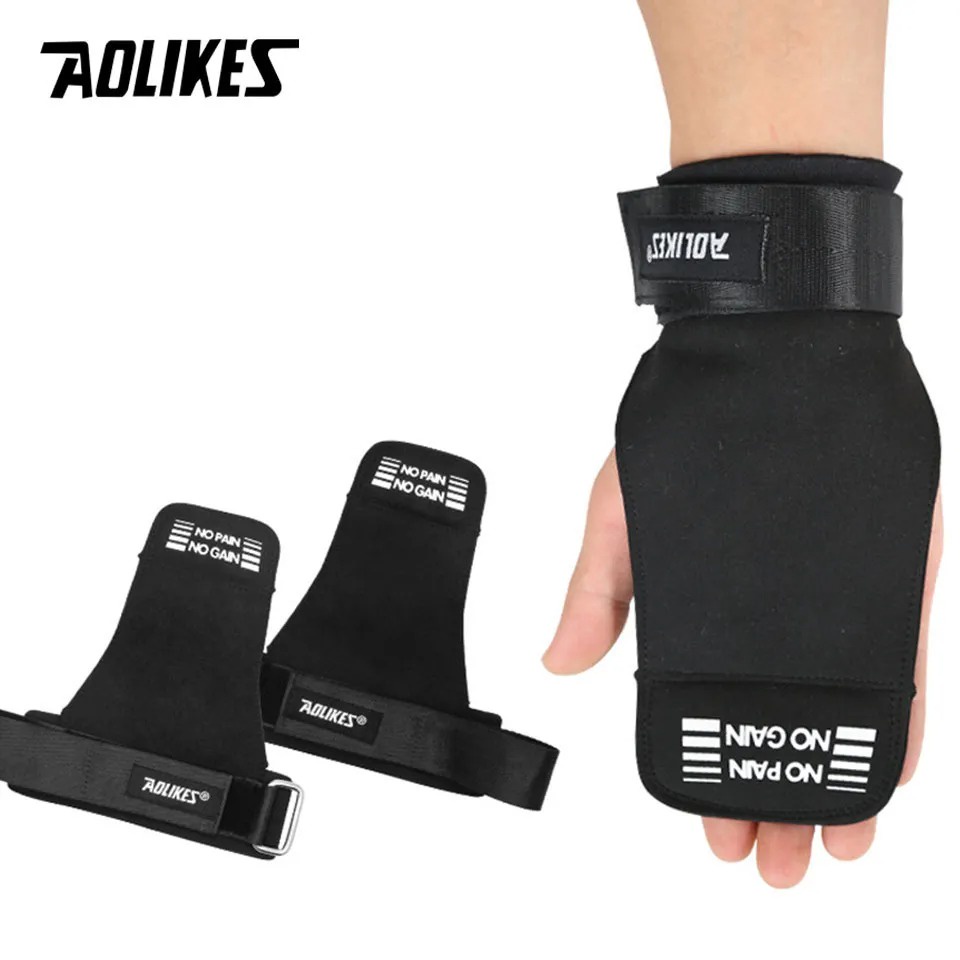 Jual AOLIKES 7639 1PAIR Weight Lifting Wrist Straps Hooks Palm Padding ...