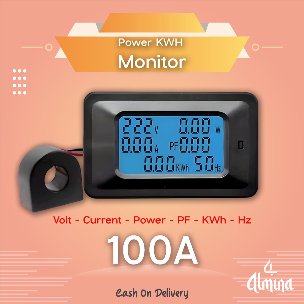 Jual Power Monitor Daya Digital Multifungsi 100A AC 110 220V Wattmeter ...