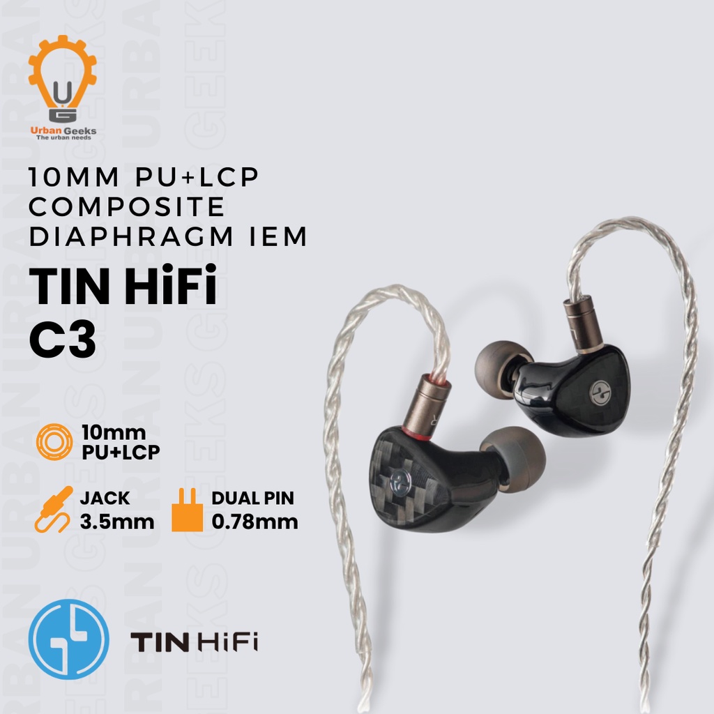Jual TINHIFI C3 10mm PU+LCP Composite Diaphragm HiFi Earphone TIN HIFI ...