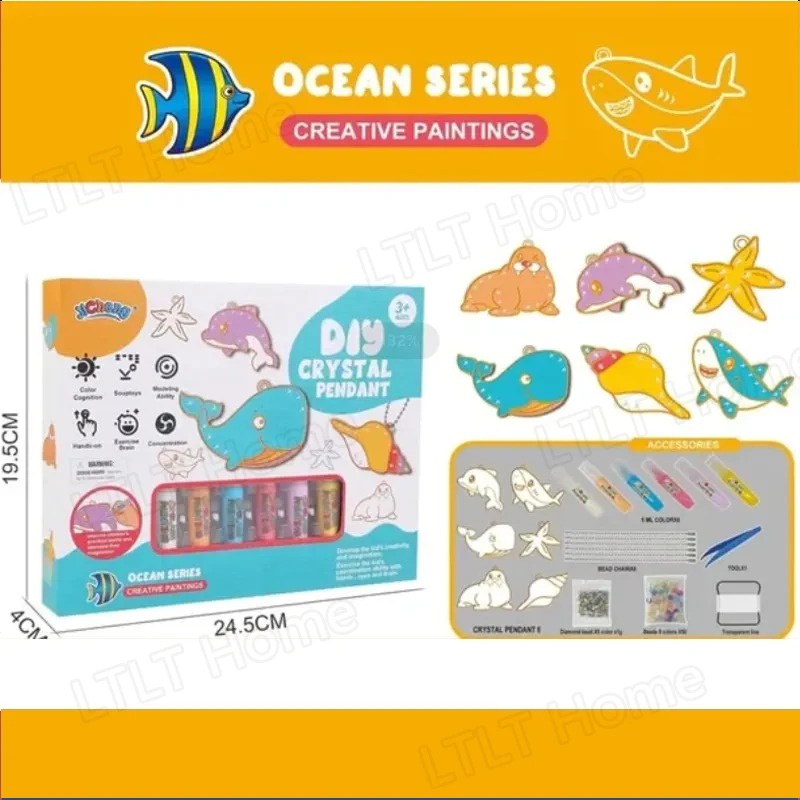Jual Mainan anak DIY Gantungan Crystal Pendant Ocean Series Mewarnai ...