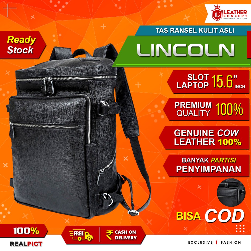 Jual LEATHER CONCEPT Tas Ransel Kulit Sapi Asli - LINCOLN By Napoleon ...