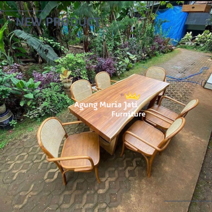 Jual Meja Makan Minimalis Modern Trambesi 6 Kursi Jati | Shopee Indonesia