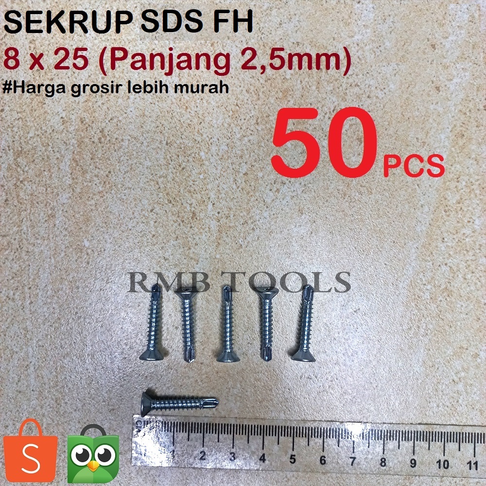 Jual x50pcs 8x25 SEKRUP GRC SDS KALSIBOARD LIST PLANG GRC / ROOFING ...