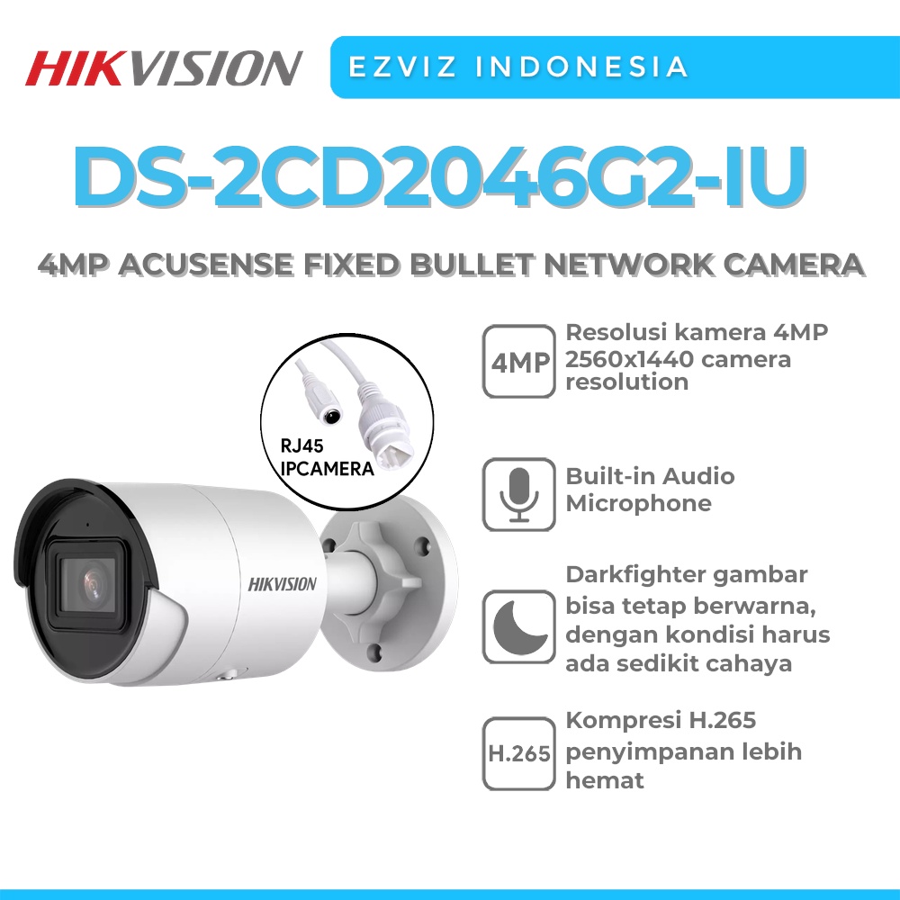 Jual HIKVISION DS-2CD2046G2-IU 4MP ACUSENSE FIXED BULLET NETWORK CAMERA | Shopee Indonesia