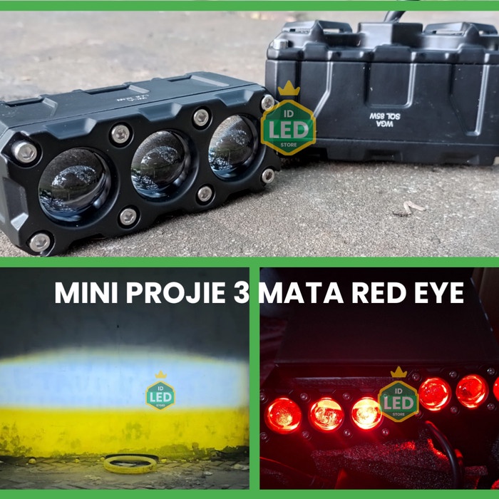 Jual Lampu Tembak Laser Foglamp 3 Red Eye mata Mini projie 3 mata Devil ...