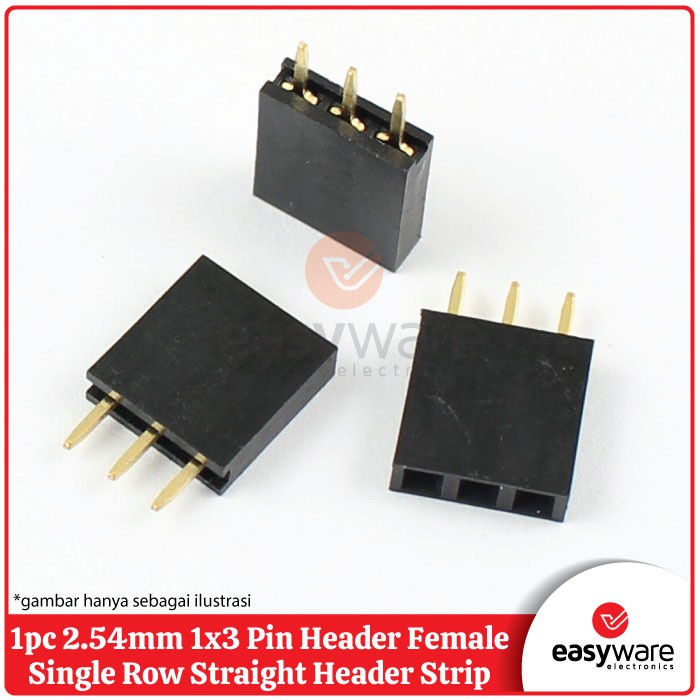 Jual Pin Header Female 1x3 pin 3p 2.54mm Single Row Straight Header ...