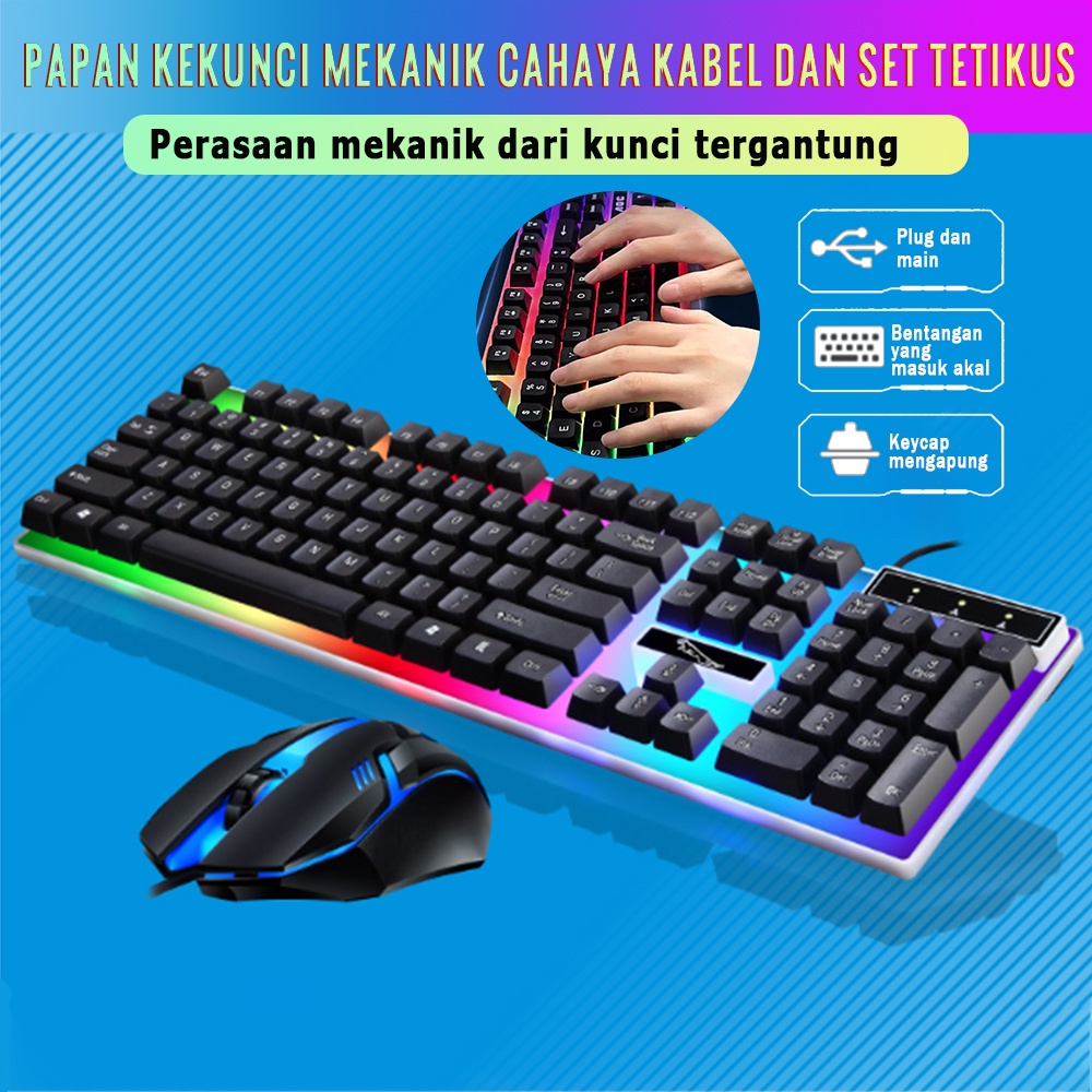 Jual G12B Keyboard Mouse Gaming Set RGB Backlit Keyboard Mouse USB ...