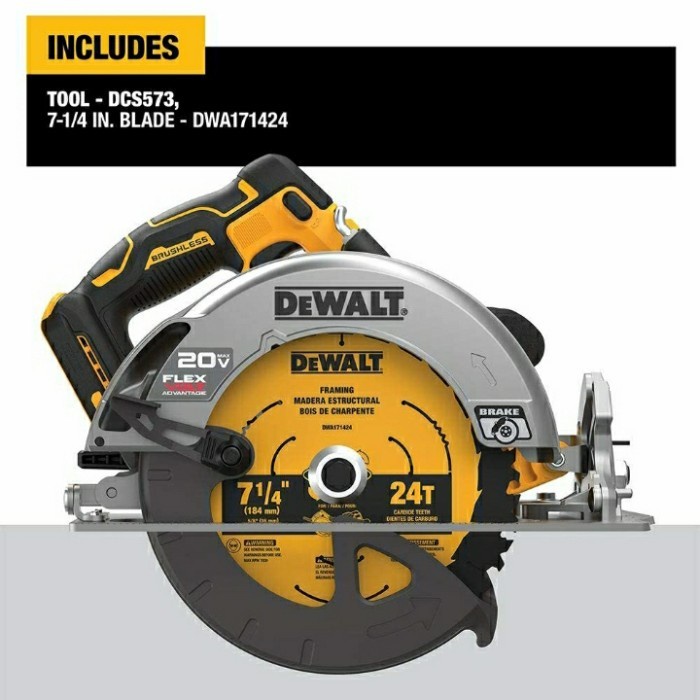 Jual Circular Saw Dewalt DCS573B 20V Max Flexvolt Advantage 7 1/4 Tool ...