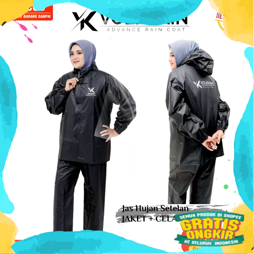 Jual Jas Hujan Setelan Baju Celana Pria Wanita Dewasa by Volkrain Advance Raincoat Original 100% ...
