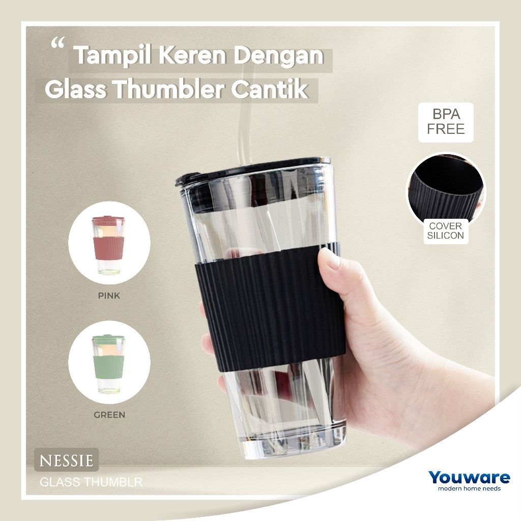 Jual Youware - Nessie Glass Tumblr Aesthetic Gelas Minum Kaca Simple ...