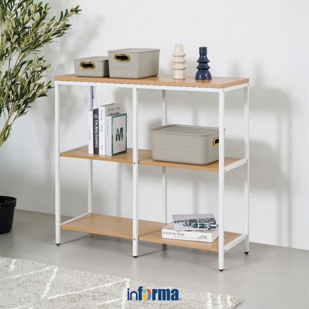 Jual Informa Ryan Rak Penyimpanan Metal - Putih/Cokelat Oak Organizer ...
