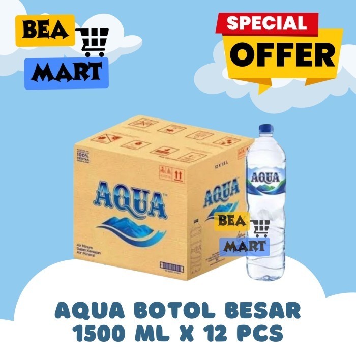 Jual Aqua 1500 ml 1 Dus Isi 12 Botol | Air Mineral Besar Gede 1500ml Instan | Shopee Indonesia