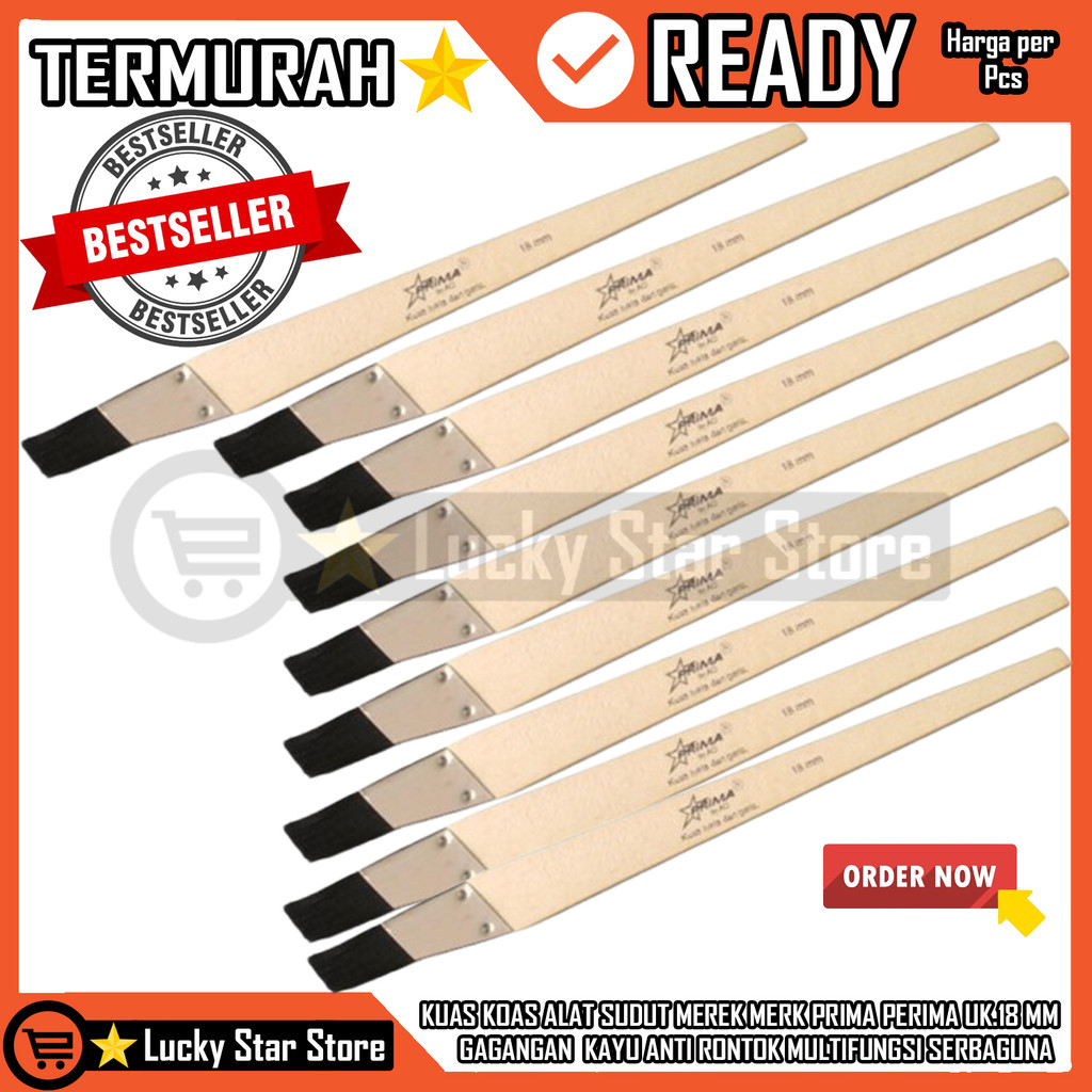 Jual Prima Kuas Sudut Canvas Gepeng Putih Pegangan Gagang Kayu Koas ...