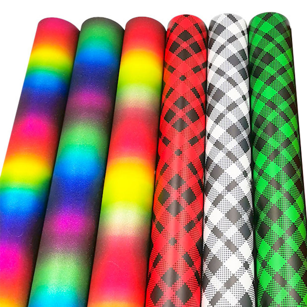 Jual 12in x 10in 6Pcs Bundle Check Rainbow Adhesive Vinyl Craft Sheets ...