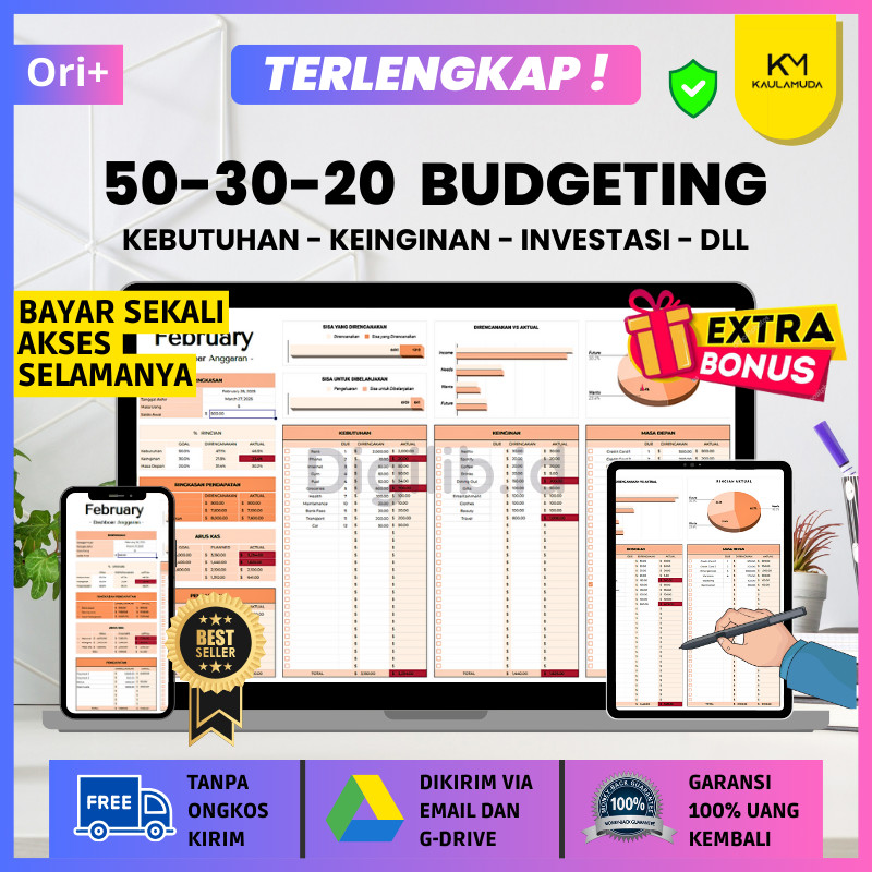 Jual TEMPLATE 50/30/20 LAPORAN KEUANGAN Pribadi Keluarga Pemasukan ...