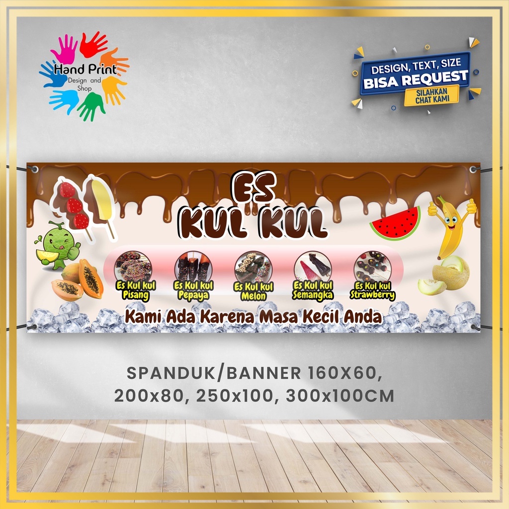 Jual SPANDUK / BANNER Es Kul Kul Krem D Bisa Request Desain | Shopee ...