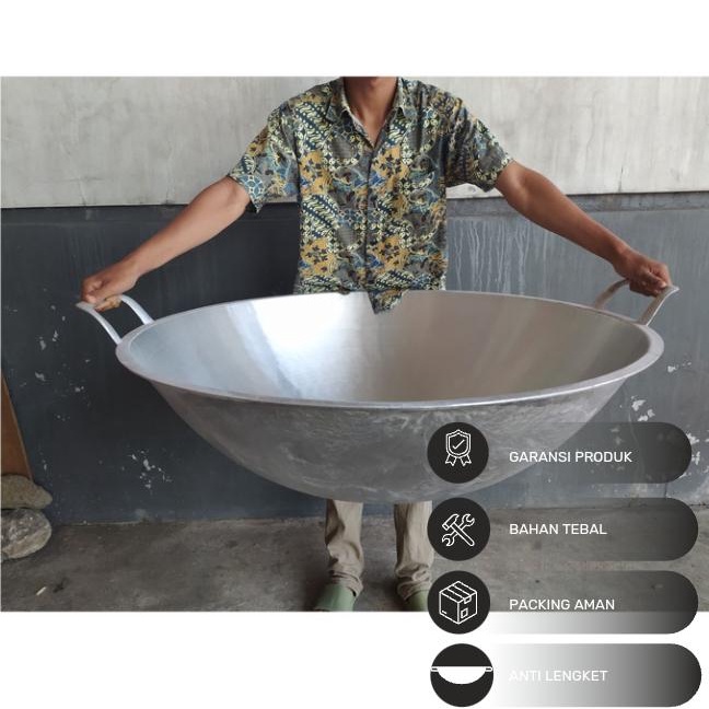 Jual wajan penggorengan besar no 36 kuali ceper muat 20-25 kg daging ...