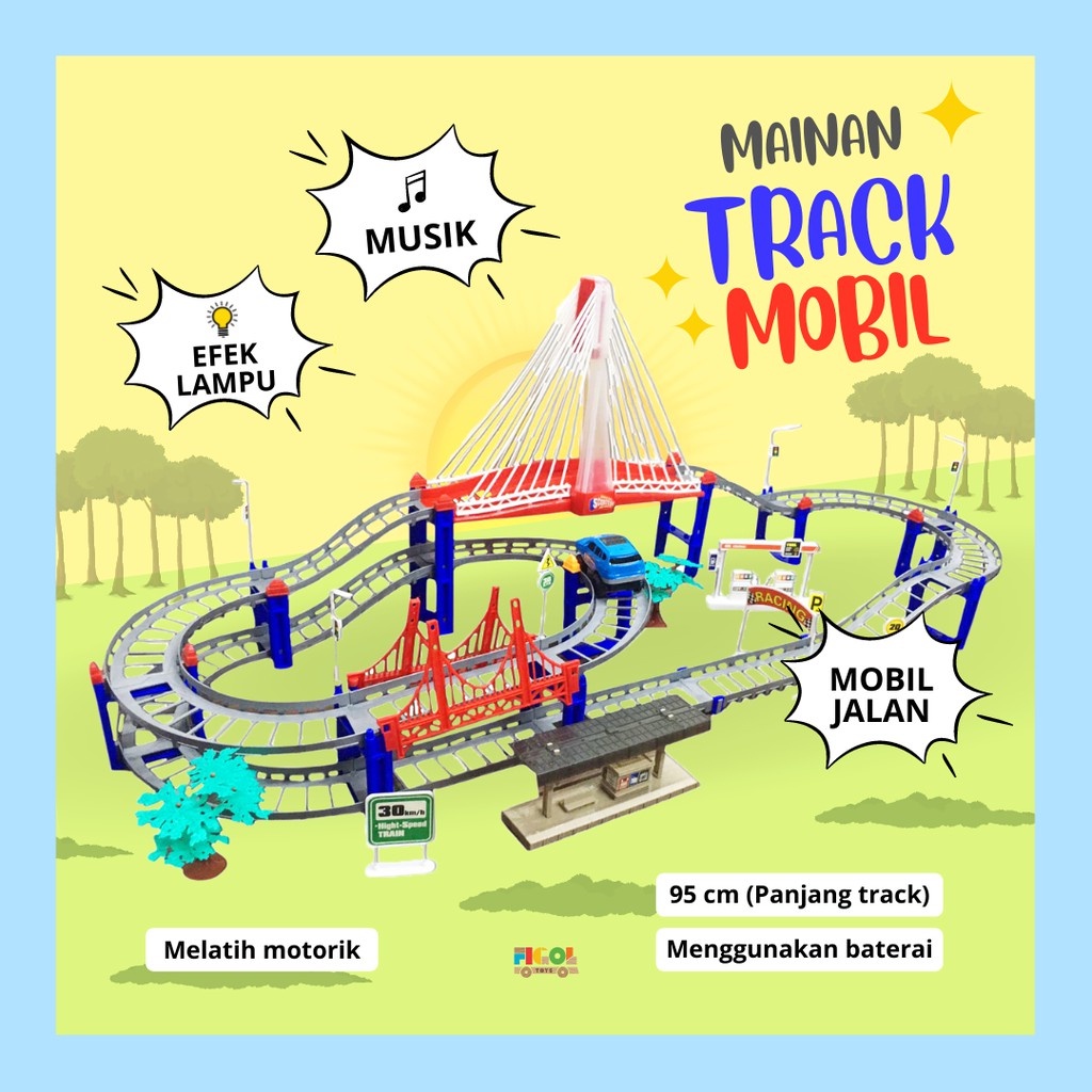 Jual Mainan Anak Track Jalanan mobil Jembatan Bongkar Pasang Lampu ...