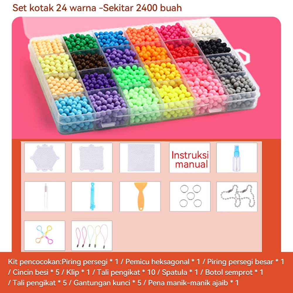 Jual 1kotak mainan anak Manik DIY 1 set barang kerajinan Manik lengket ...
