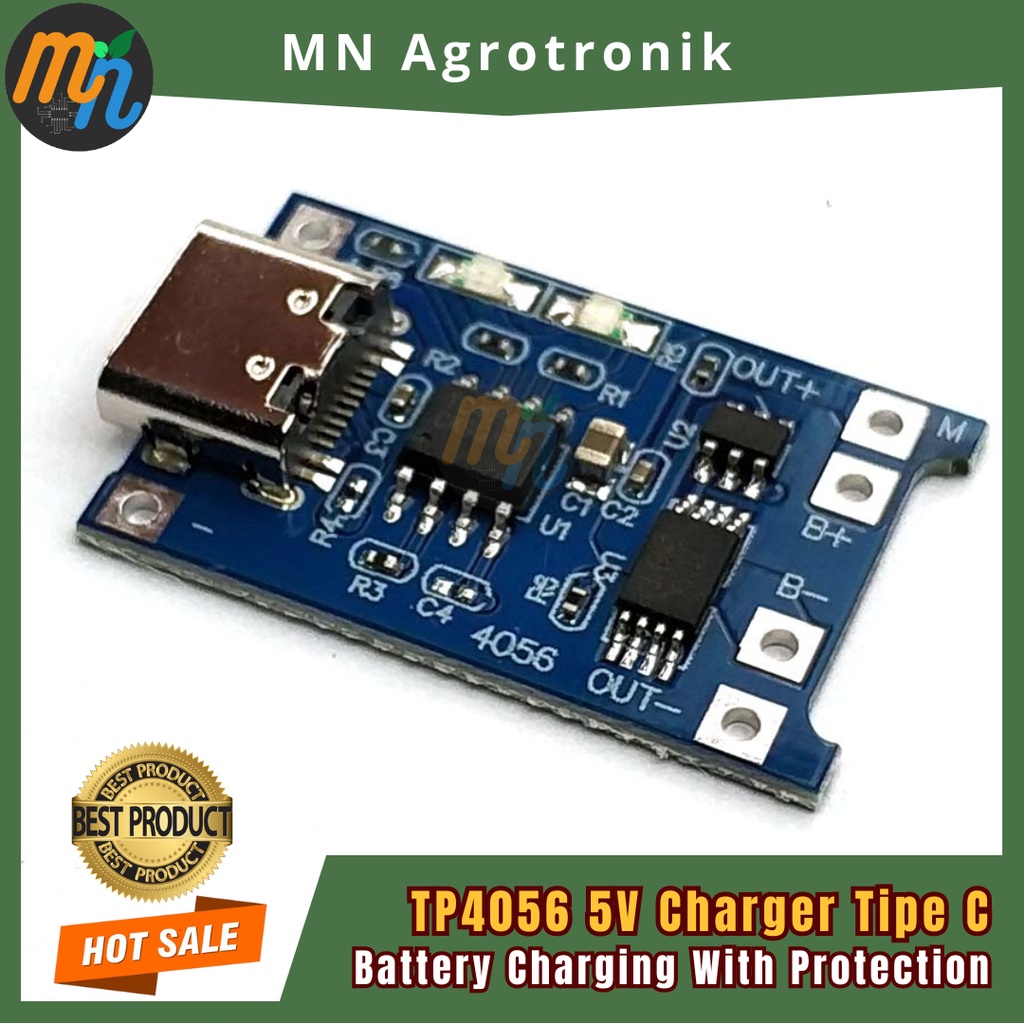 Jual TP4056 + BMS 5V USB TYPE-C 1A LITHIUM BATTERY CHARGING ...