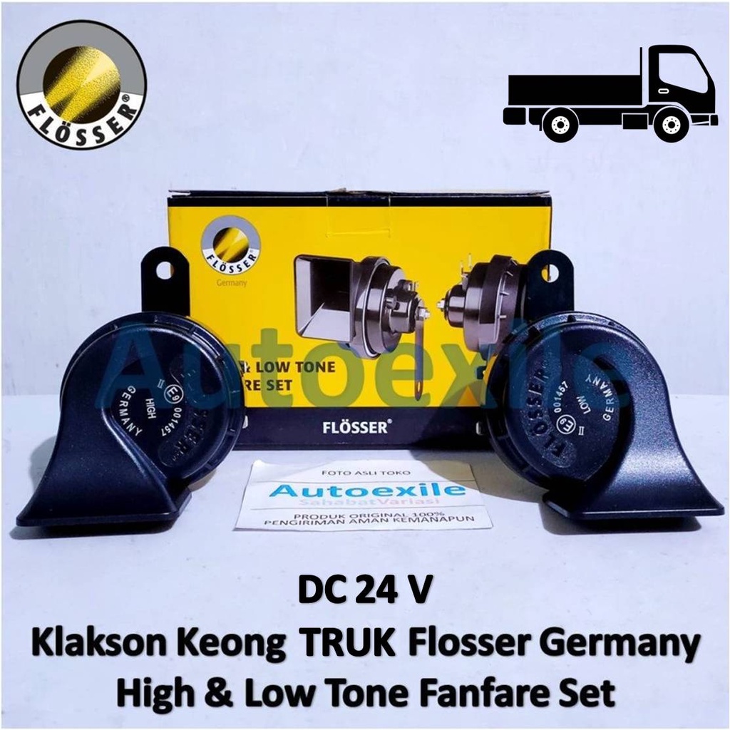 Jual Klakson Truk Flosser Germany DC 24V 24 V High Low Tone Fanfare Set ...