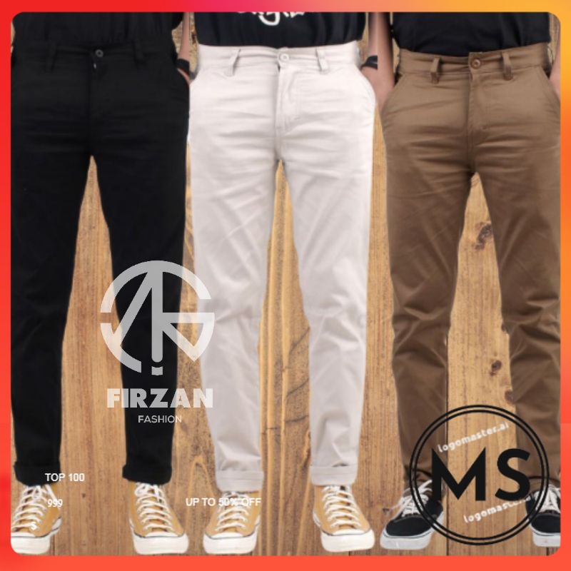 Jual Celana Panjang Slimfit Chino/Cino/Chinos Pria/Cowok Pensil - Krem(Cream)/Abu(Grey)/Hitam ...
