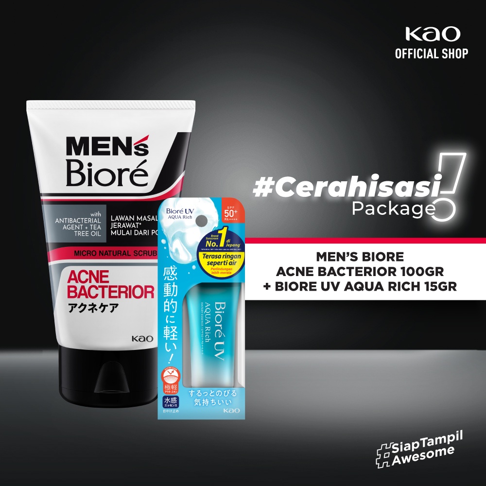 Jual [Double Protection Kit] Men's Biore Double Scrub Sabun Muka Pria Acne Bacterior 100 gr+ UV ...