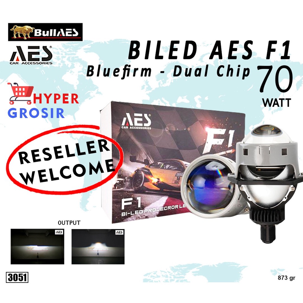 Jual Projector BILED AES F1 AES 3 Inchi Bluefirm Dual Chip Led 70 W ...
