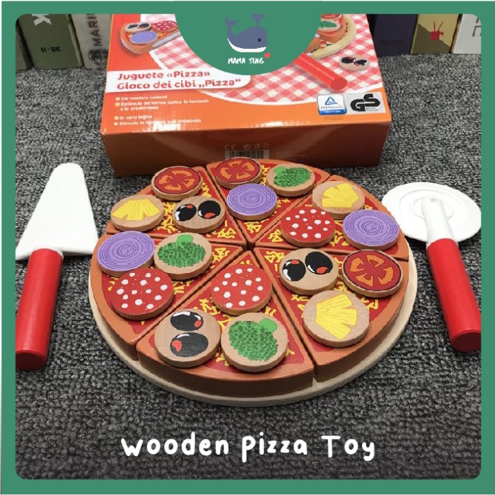 Jual Mainan Wooden DIY Pizza Kayu Pretend Play Toy Set Masak Anak Unik ...