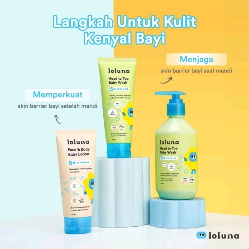 Jual LOLUNA Head to Toe Baby Wash 100ml/300ml | Face & Body Lotion 80ml ...