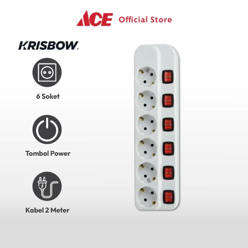 Jual Ace - Krisbow Stop Kontak 6 Socket Dengan Tombol On/Off Kr-4368 ...