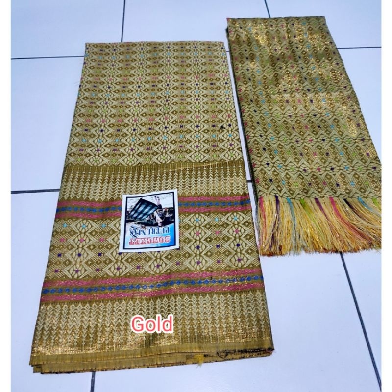 Jual Kain Songket set selendang /Bahan songket set selendang Thailand | Shopee Indonesia