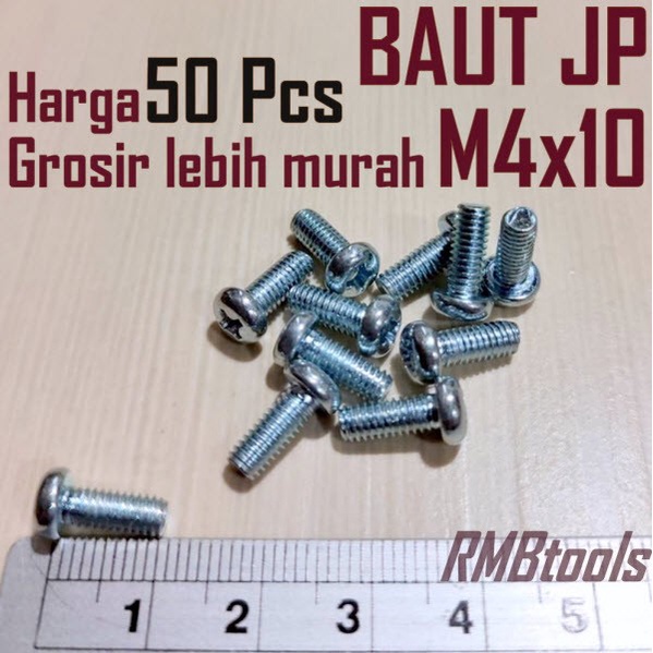Jual M4x10 Baut JP Baut Pentol Pan Machine Screw Obeng Plus + GALVANIS PUTIH M4 | Shopee Indonesia