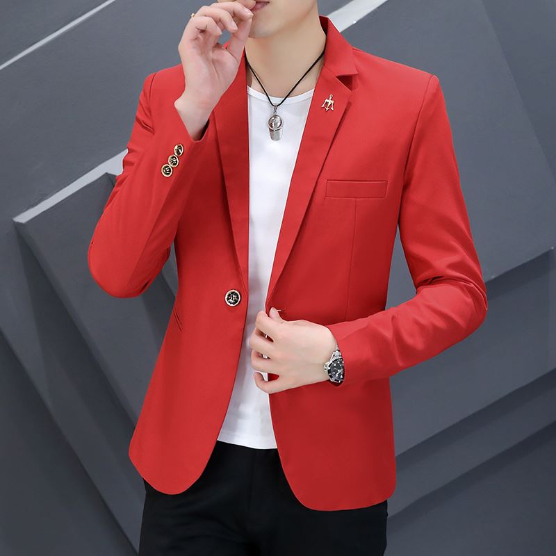 Jual Long sleeved solid color suit for men, yellow, green, pink, red ...