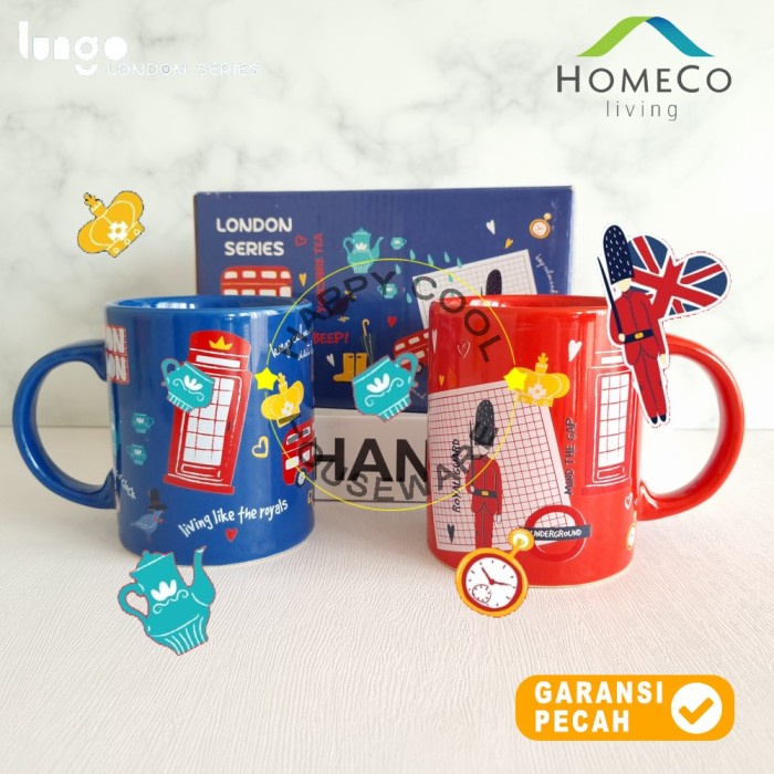 Jual HOMECO 2pcs Mug Set Ceramic LONDON Series Mug 2pcs Lungo London ...