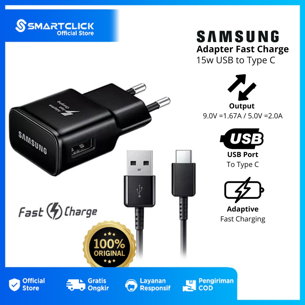 Jual Charger Samsung Fast Charging S10 S10+ S9 S9+ S8 S8+ Note 8 Note 9 ...