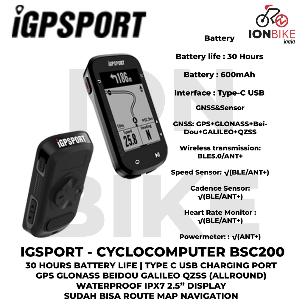 Jual Speedometer IGPSPORT IGSPORT BSC200 Smart Computer Maps Peta ...