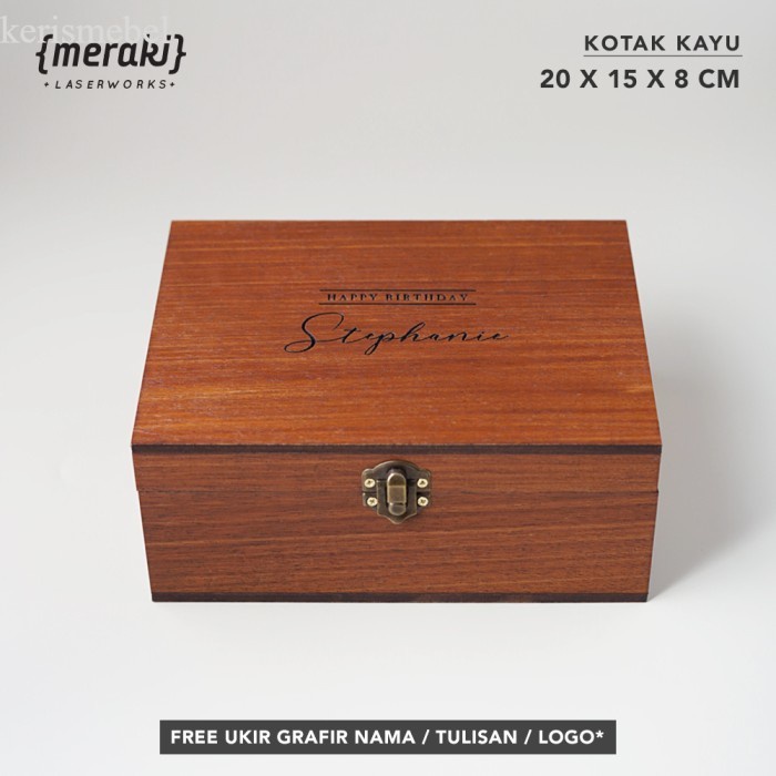 Jual Kotak Kayu Custom 20x15x8 Engsel / Box Kayu Ukir Nama Tulisan Logo ...