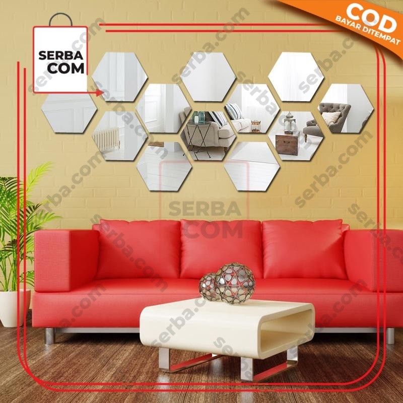 Jual Stiker Cermin Rias Hexagonal Dinding Tempel Anti Pecah / Cermin ...