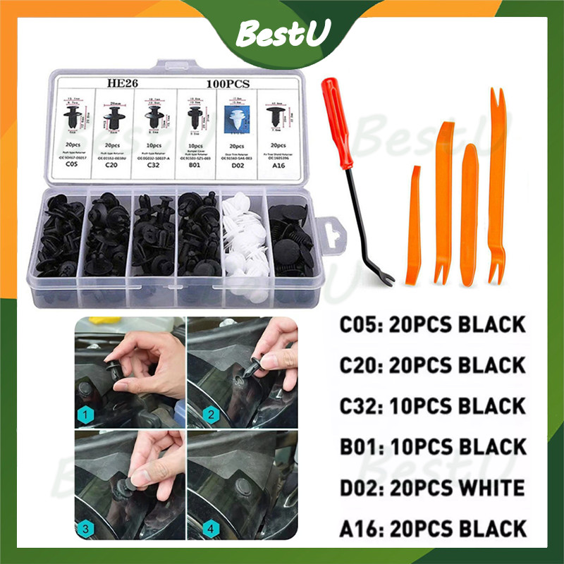 Jual 100pcs / Universal Klip Bumper Baut Body Plastik Mobil / Push ...