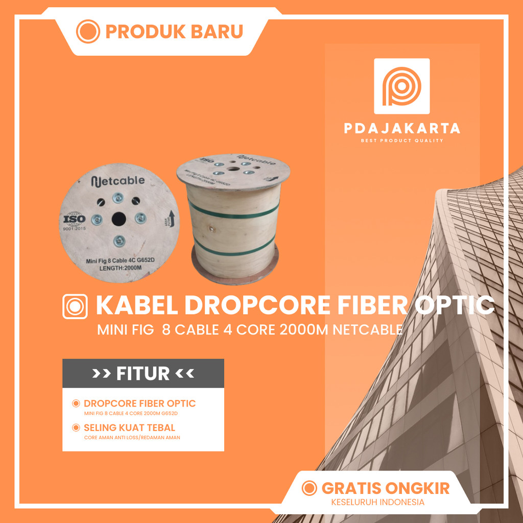 Jual Dropcore Kabel Fiber Optic Dropcore Mini Fig 8 G625D 4 Core 2000M ...