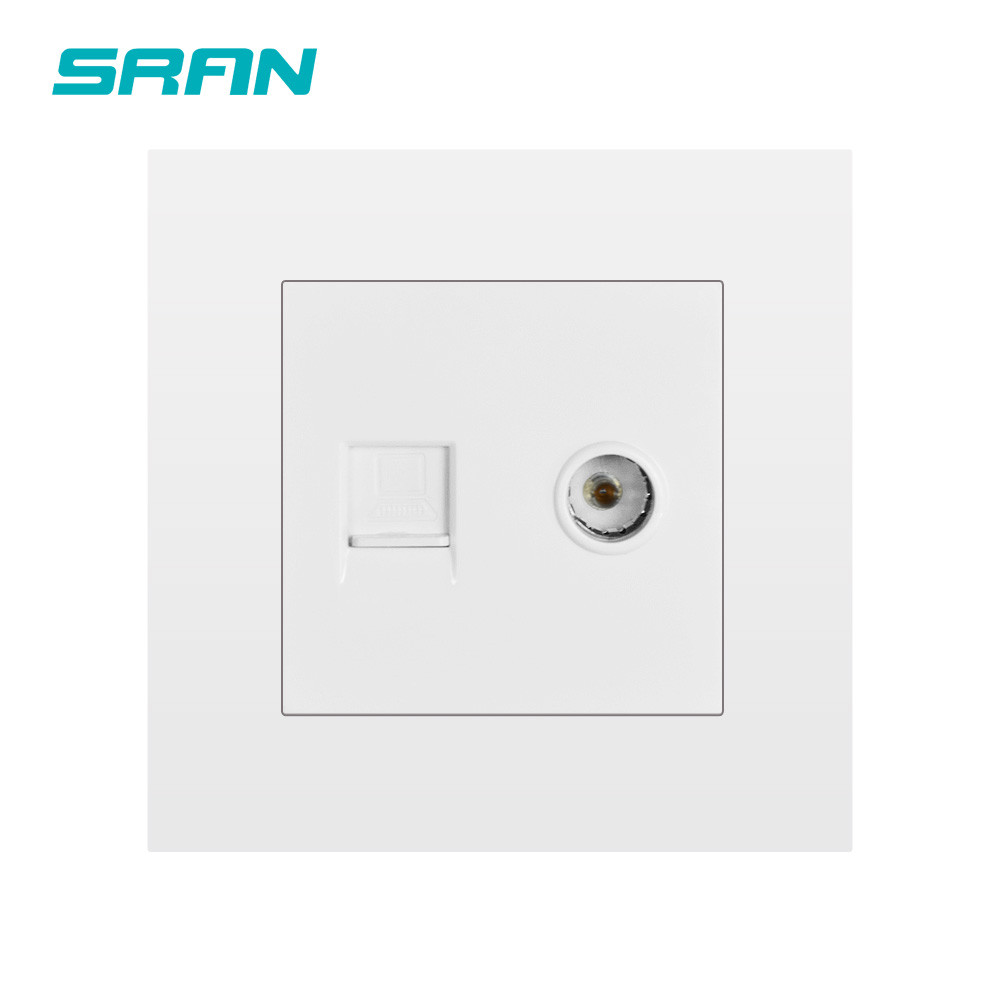 Jual SRAN wall TV and internet socket,white/black/gold new flame retardant PC panel 86mm*86mm ...