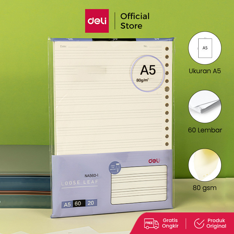 Jual Deli Loose Leaf / Isi Binder B5 , 60 Lembar 80 GSM Paper NB560-1 | Shopee Indonesia