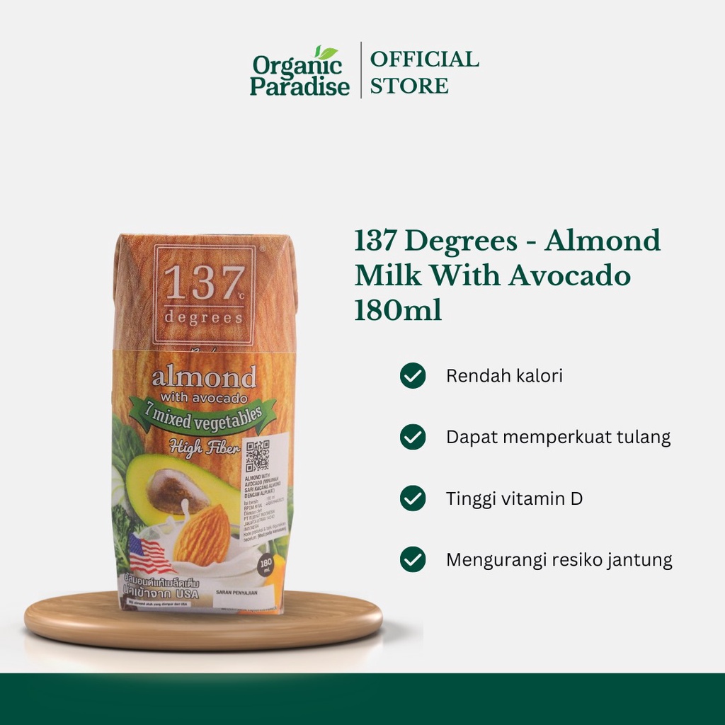 Jual 137 Degrees Almond Milk With Avocado 180 ml | Shopee Indonesia