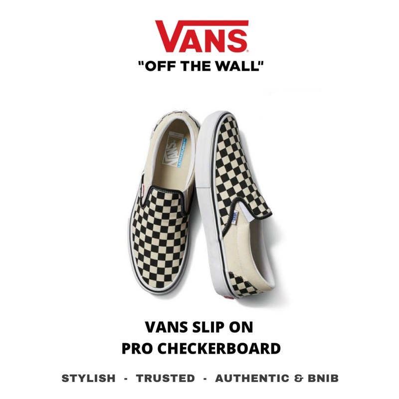 Jual Vans Slip On Pro Checkerboard Black White Original | Shopee Indonesia