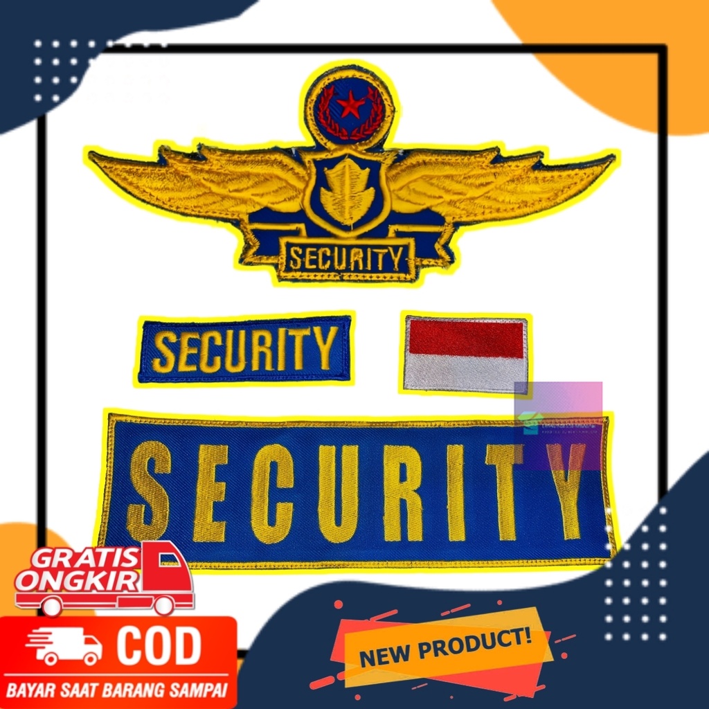 Jual Emblem Full Bordir Security Logo Wings Biru - ada perekat velcro ...